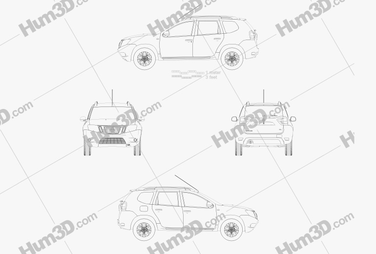 Nissan Terrano 2016 Blueprint - 3DModels.org
