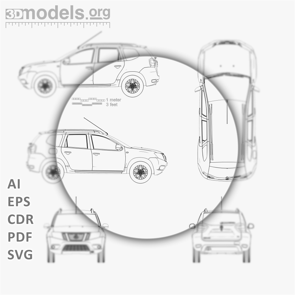 Nissan Terrano 2016 Vector Blueprint - 3DModels.org