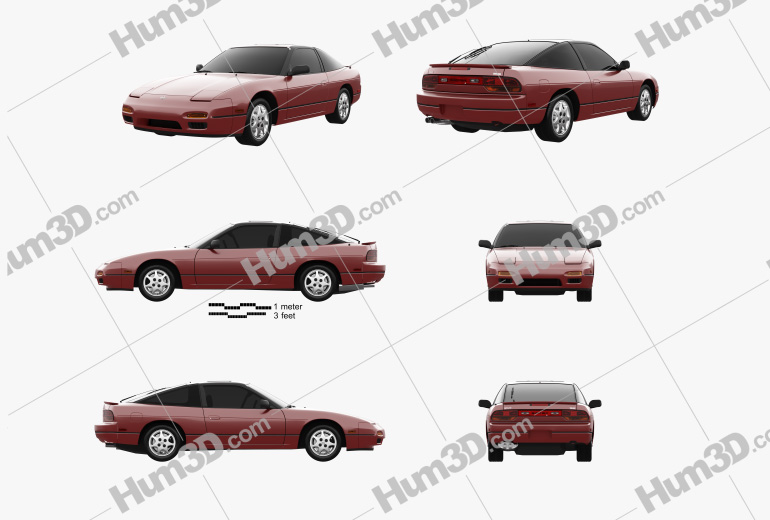 Nissan 240SX 1995 Blueprint Template - 3DModels.org