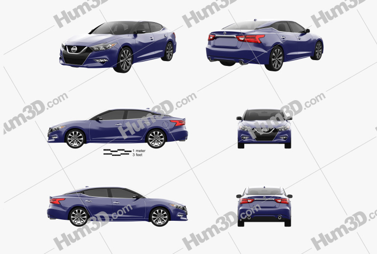 Nissan Maxima 2019 Blueprint Template - 3DModels.org