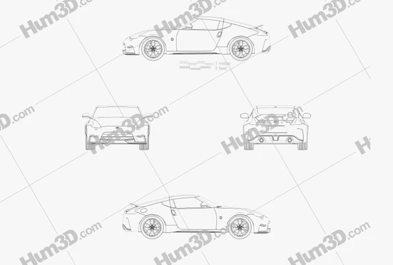 Nissan 370Z blueprints Download in PNG - 3DModels.org