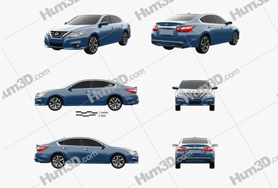 Nissan Altima blueprints Descargar en PNG - 3DModels.org