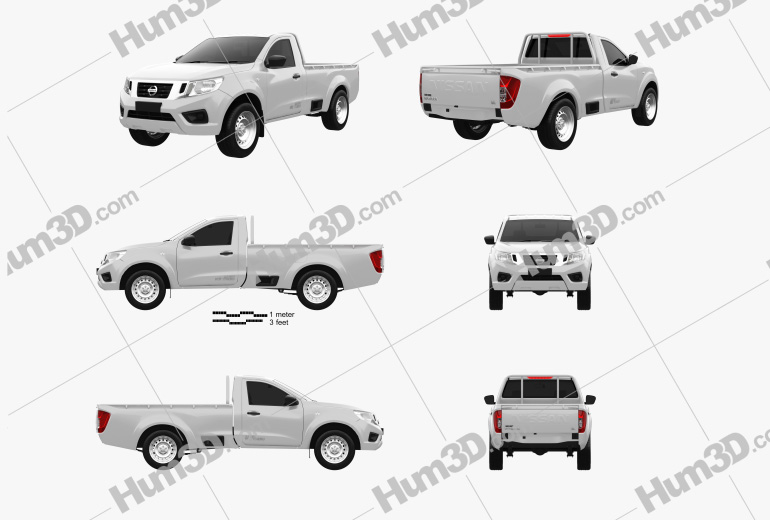 Nissan Navara Single Cab 2018 Blueprint Template - 3DModels.org