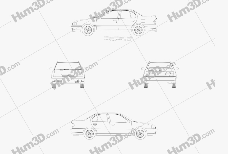 Nissan Primera 1996 Blueprint - 3DModels.org