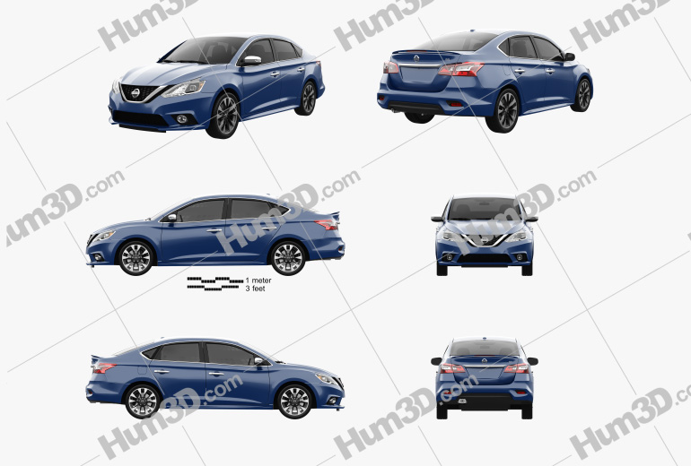 Nissan Sentra SR 2019 Blueprint Template - 3DModels.org