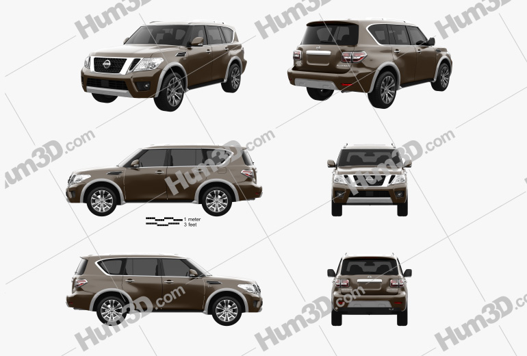 Nissan Armada 2020 Blueprint Template - 3DModels.org