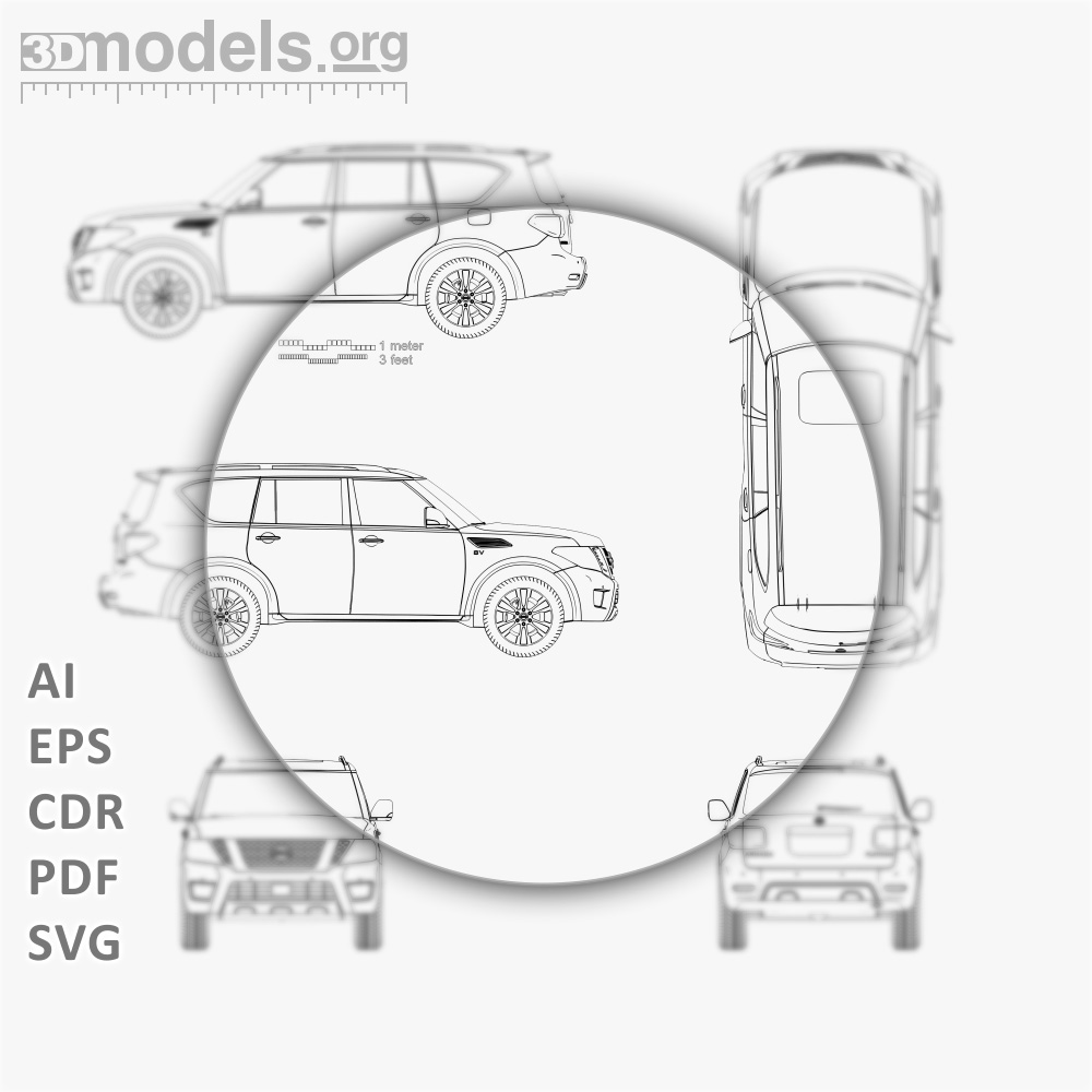 Nissan Armada 2020 Vector Blueprint - 3DModels.org