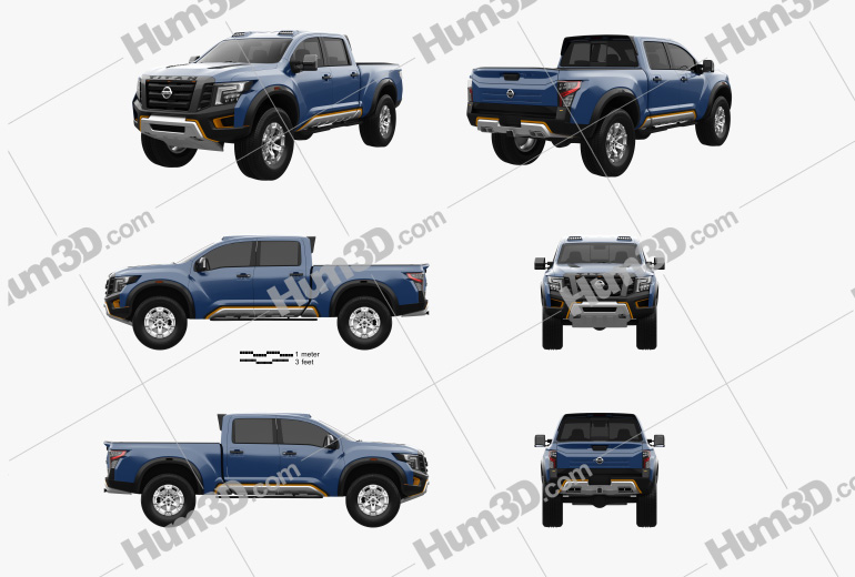 Nissan Titan Warrior 2017 Blueprint Template - 3DModels.org