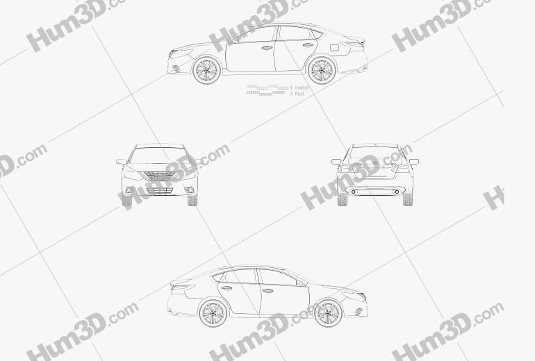 Nissan Altima SL 2019 Blueprint - 3DModels.org