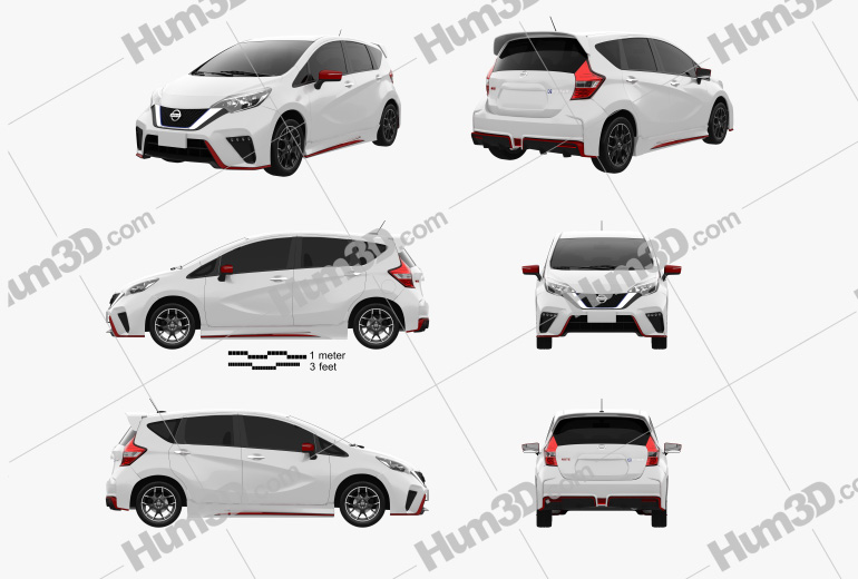 Nissan Note e-Power Nismo 2018 Blueprint Template - 3DModels.org