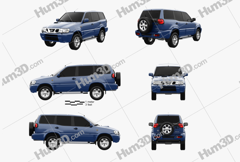 Nissan Terrano II 5-door 2012 Blueprint Template - 3DModels.org
