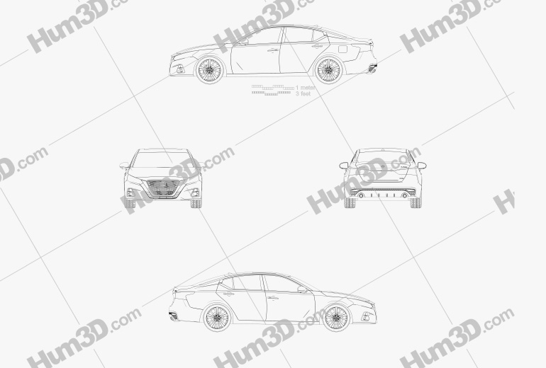 Nissan Altima Platinum 2021 Blueprint - 3DModels.org