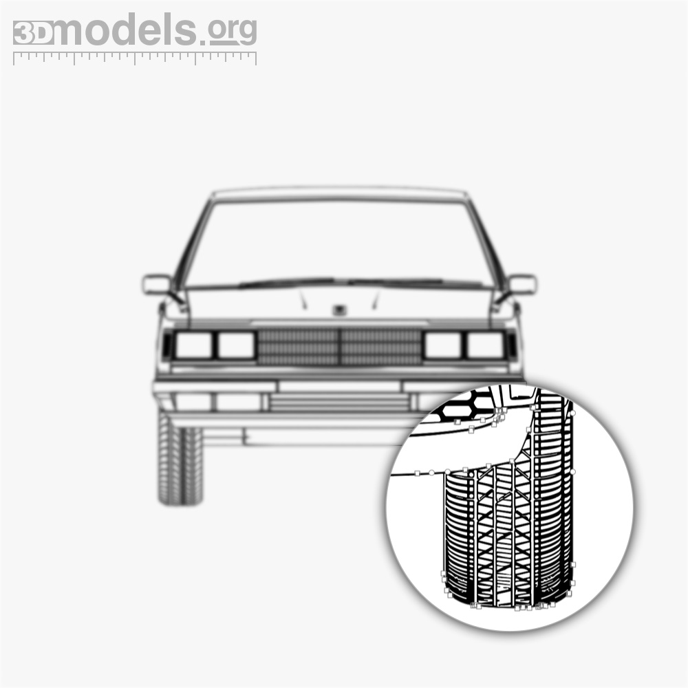 Nissan Cedric sedan 1979 Vector Blueprint - 3DModels.org