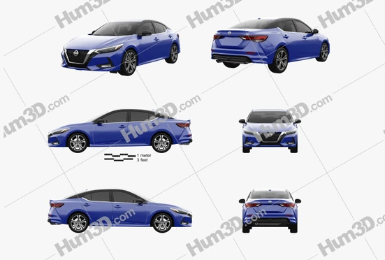 Nissan Sentra blueprints Download in PNG - 3DModels.org
