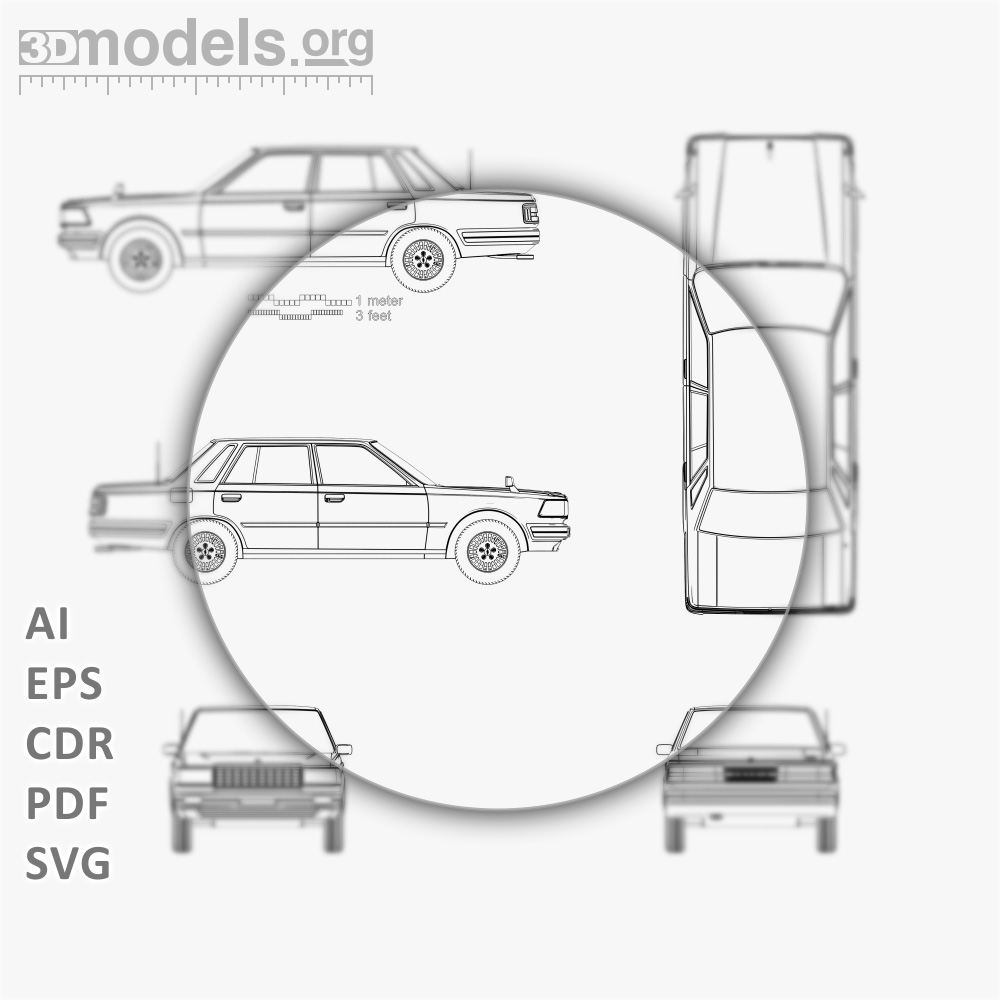 Nissan Cedric sedan 1984 Vector Blueprint - 3DModels.org