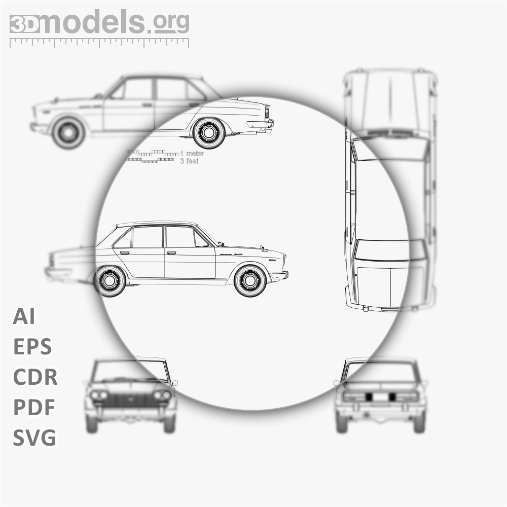 Nissan Cedric Deluxe sedan 2000 Vector Blueprint - 3DModels.org