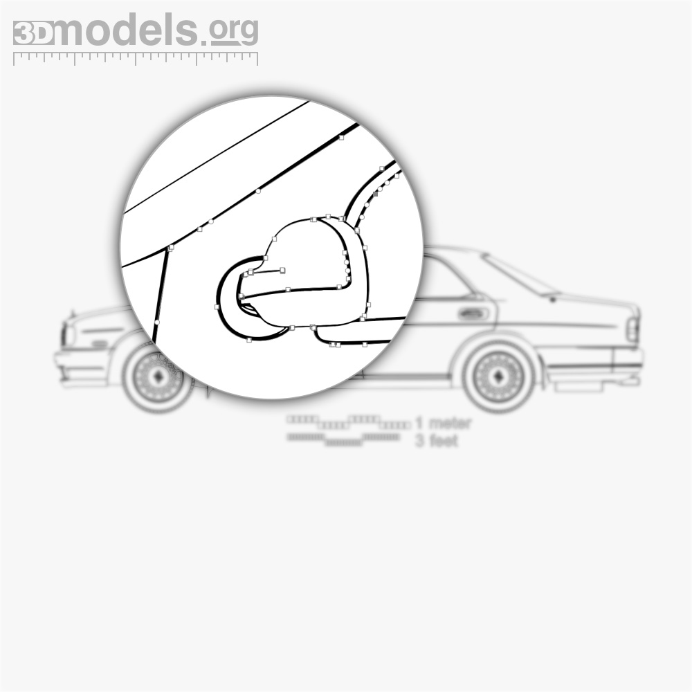 Nissan Cedric sedan 1995 Vector Blueprint - 3DModels.org