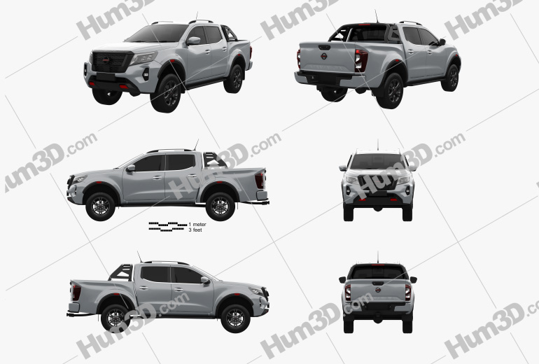 Nissan Navara Double Cab PRO 4X 2022 Blueprint Template - 3DModels.org