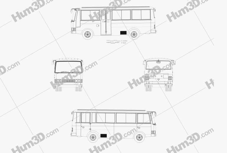 Nissan Civilian Ônibus 1984 Blueprint - 3DModels.org