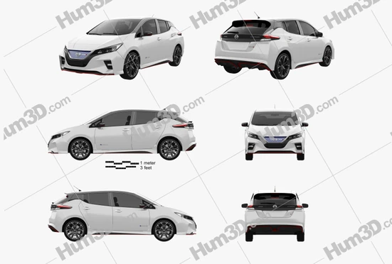 Nissan Leaf blueprints Download in PNG - 3DModels.org