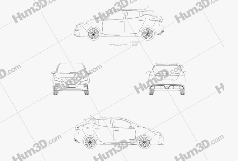 Nissan Leaf Nismo 2018 Blueprint - 3DModels.org