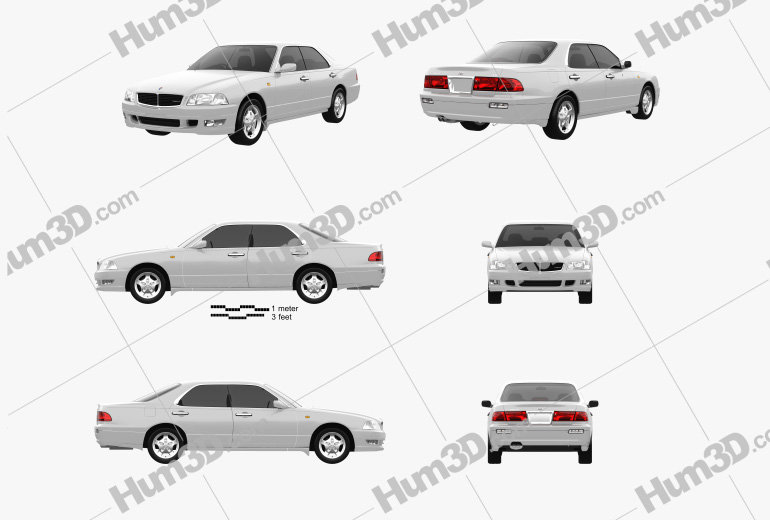Nissan Leopard 1996 Blueprint Template - 3DModels.org