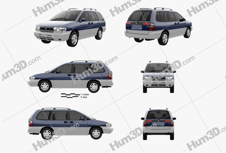 Nissan Prairie Joy 1999 Blueprint Template - 3DModels.org