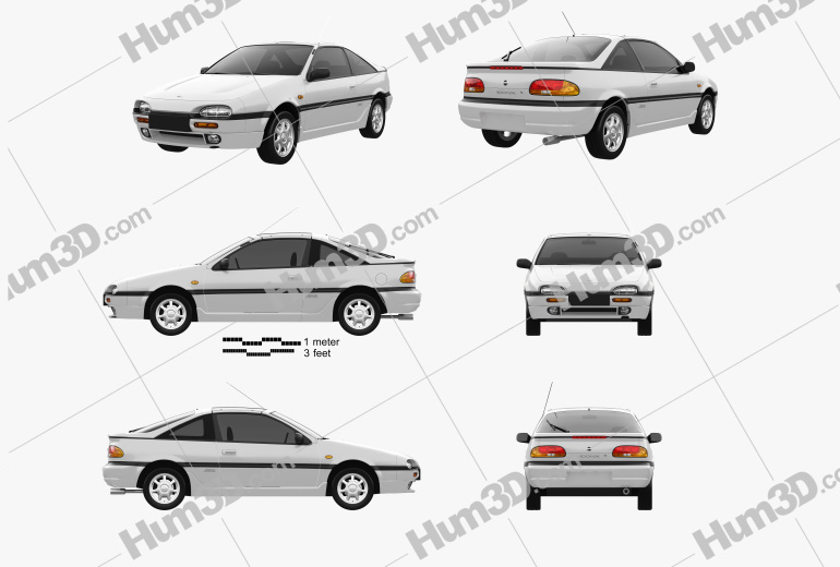 Nissan NX Coupe 1990 Blueprint Template - 3DModels.org