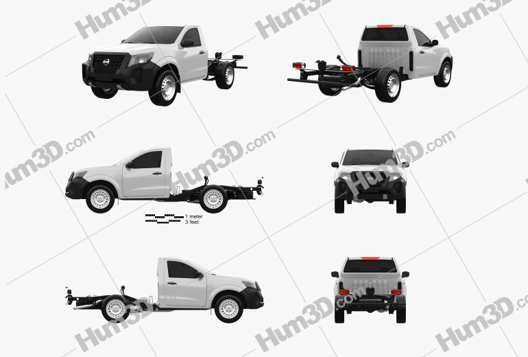 Nissan NP300 Single Cab Chassis 2023 Blueprint Template - 3DModels.org