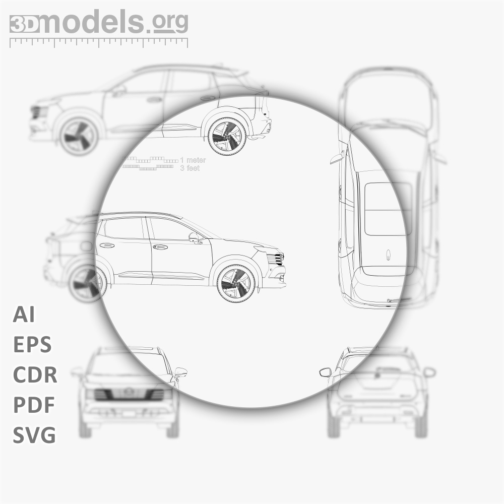 Nissan Kicks SR 2025 Vector Blueprint - 3DModels.org