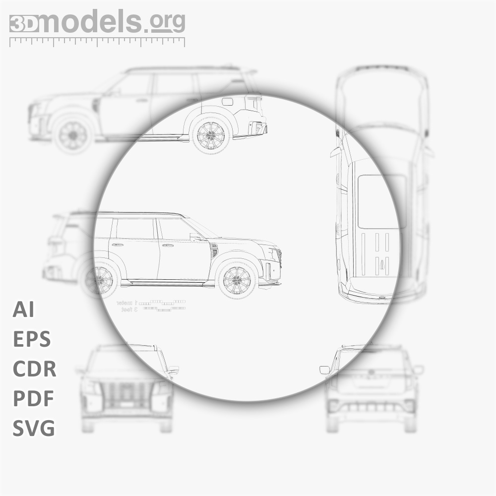 Nissan Armada Nismo 2025 Vector Blueprint - 3DModels.org
