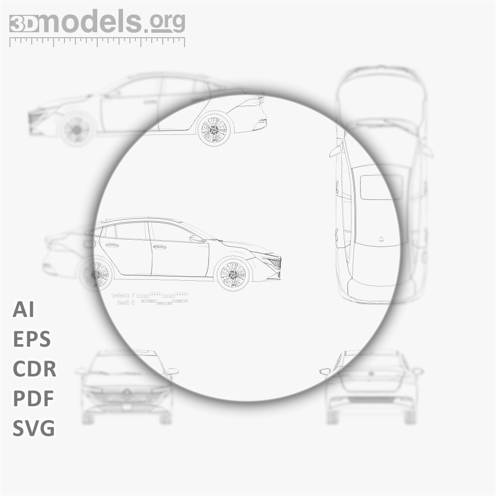 Nissan Sentra SL 2025 Vector Blueprint - 3DModels.org