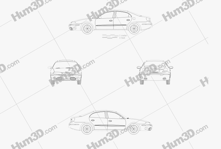 Oldsmobile Aurora 2003 Blueprint - 3DModels.org
