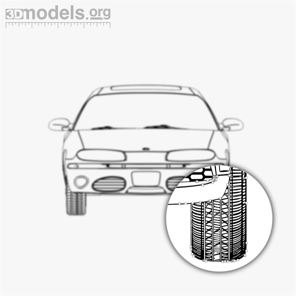 Oldsmobile Aurora 2003 Vector Blueprint - 3DModels.org