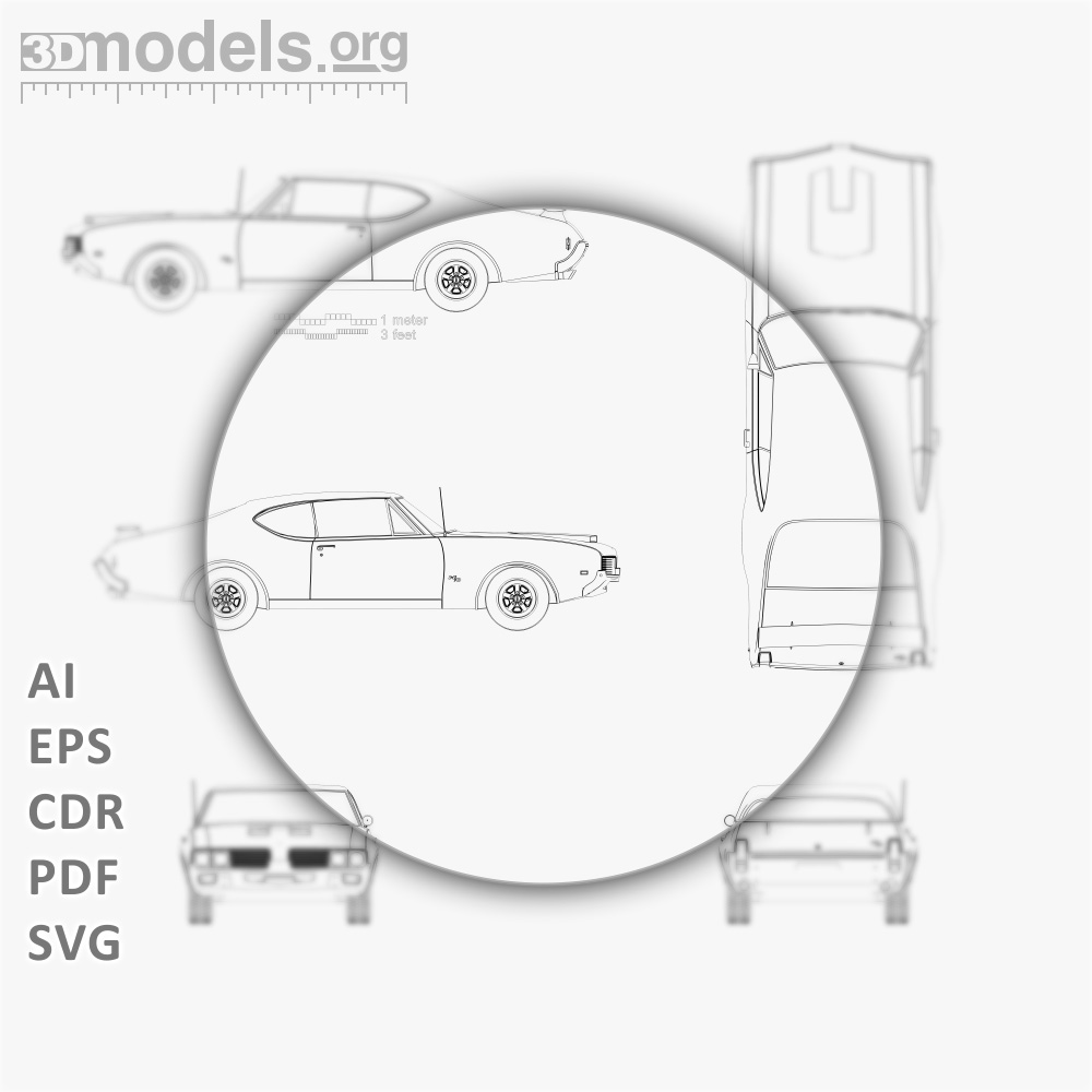 Oldsmobile Hurst 1969 Vector Blueprint - 3DModels.org
