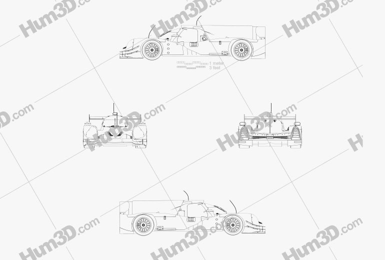 Onroak Automotive Ligier JS P2 2015 Blueprint - 3DModels.org