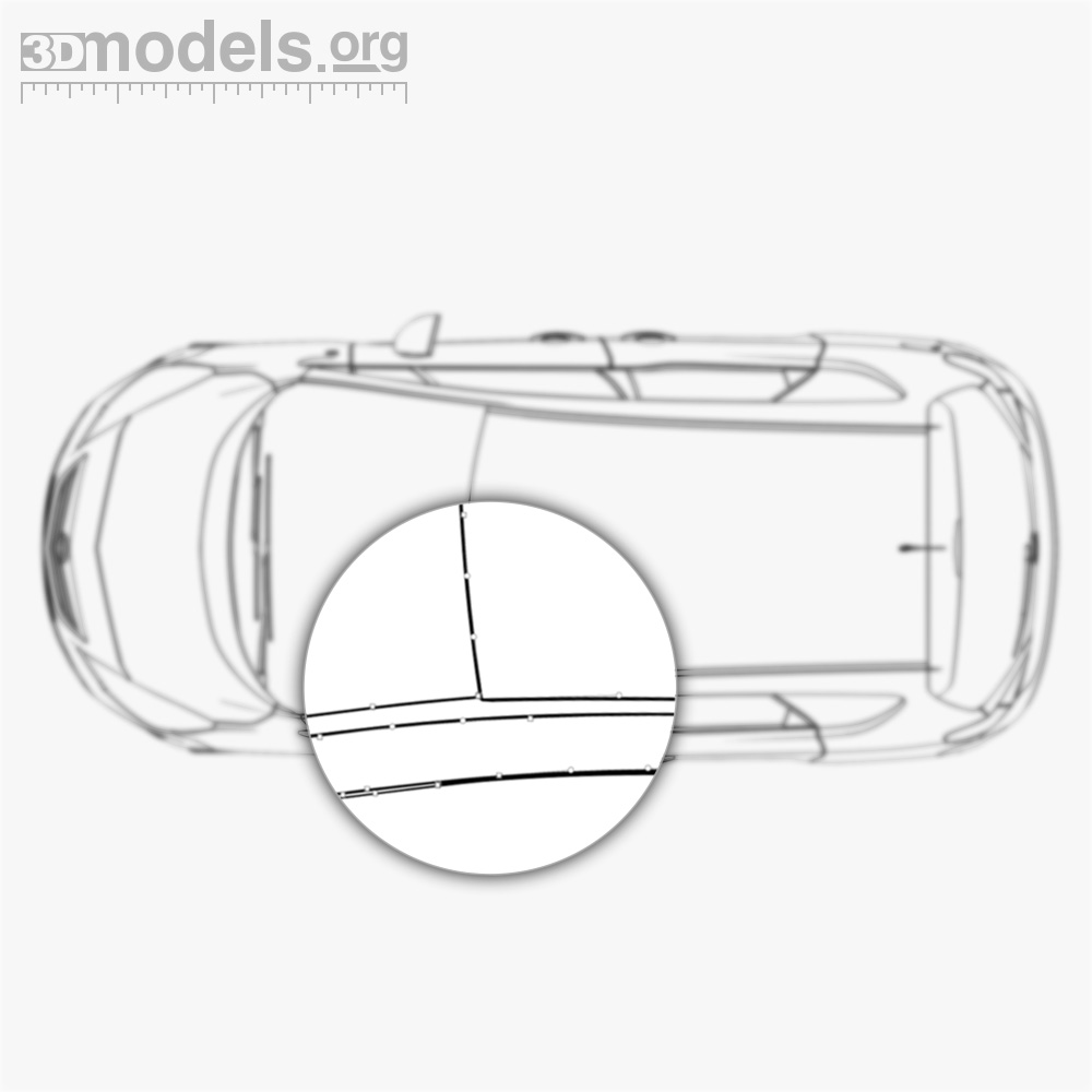 Opel Meriva B 2012 Vector Blueprint - 3DModels.org