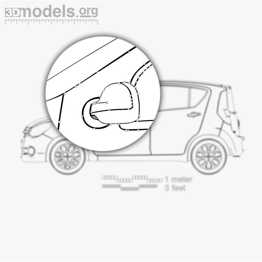 Opel Agila 2012 Vector Blueprint - 3DModels.org