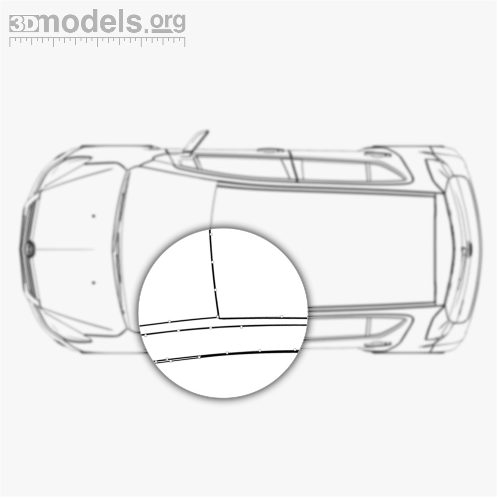 Opel Agila 2012 Vector Blueprint - 3DModels.org