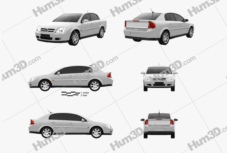 Opel Vectra sedan 2009 Blueprint Template - 3DModels.org