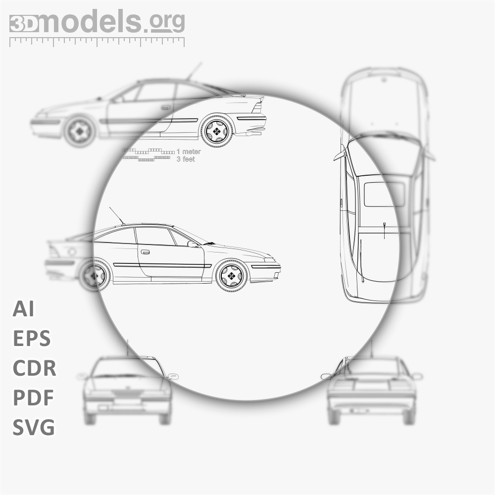 Opel Calibra 1997 Vector Blueprint - 3DModels.org