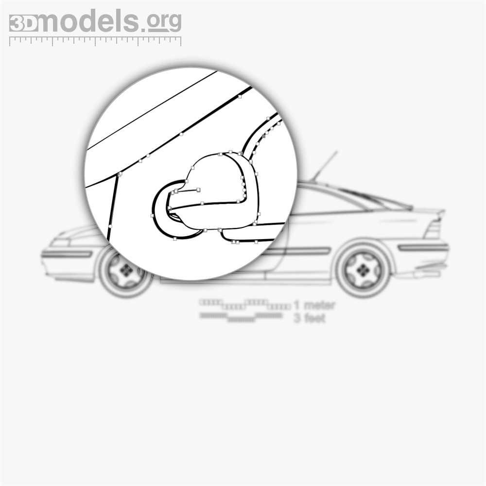 Opel Calibra 1997 Vector Blueprint - 3DModels.org