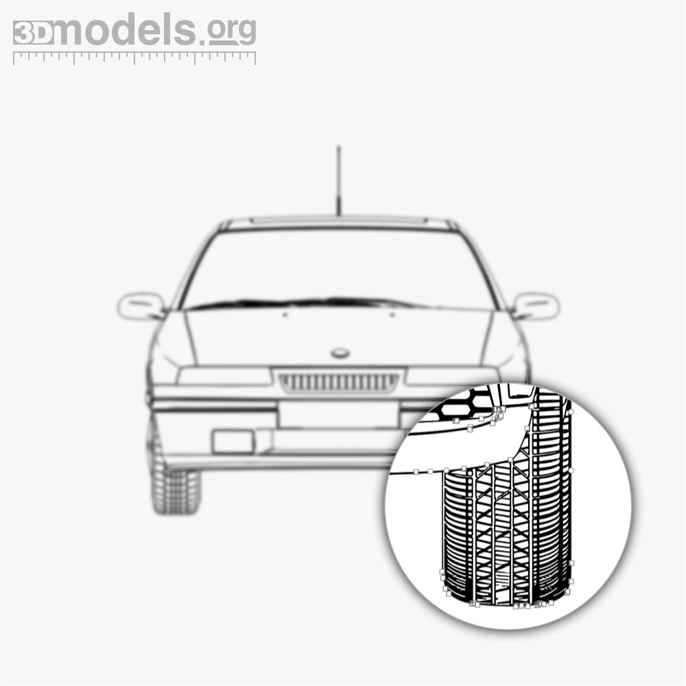 Opel Calibra 1997 Vector Blueprint - 3DModels.org