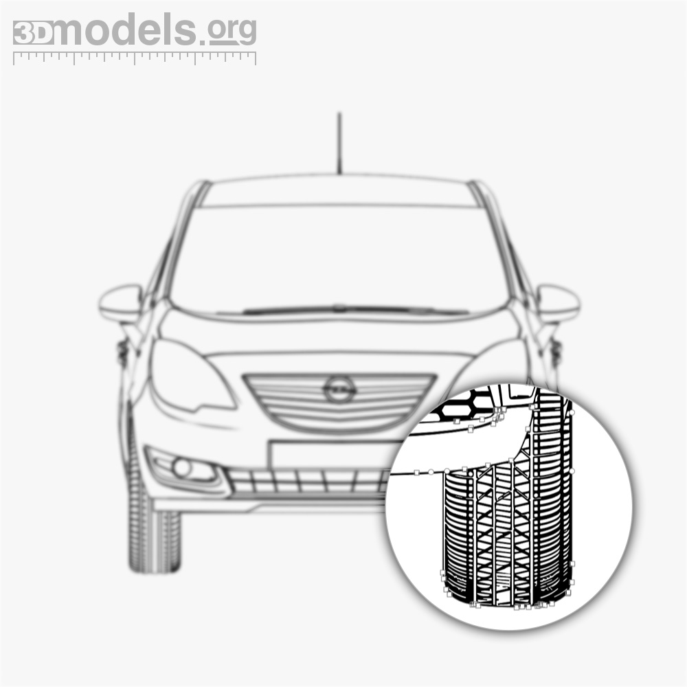 Opel Meriva (B) 2016 Vector Blueprint - 3DModels.org