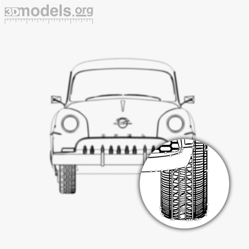Opel Olympia Rekord 1956 Vector Blueprint - 3DModels.org
