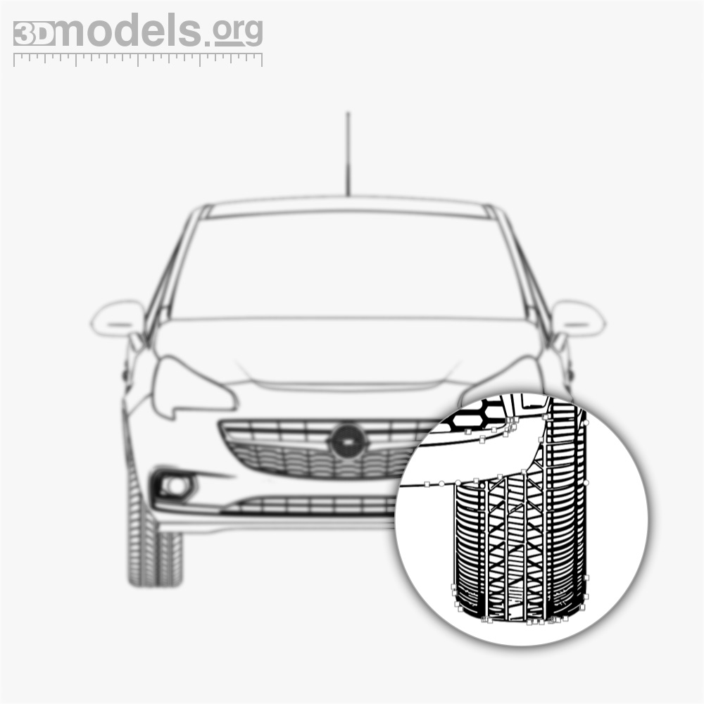 Opel Corsa (E) 5-door 2017 Vector Blueprint - 3DModels.org