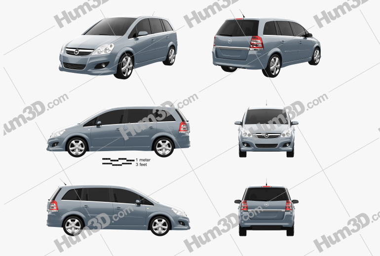 Opel Zafira (B) 2013 Blueprint Template - 3DModels.org