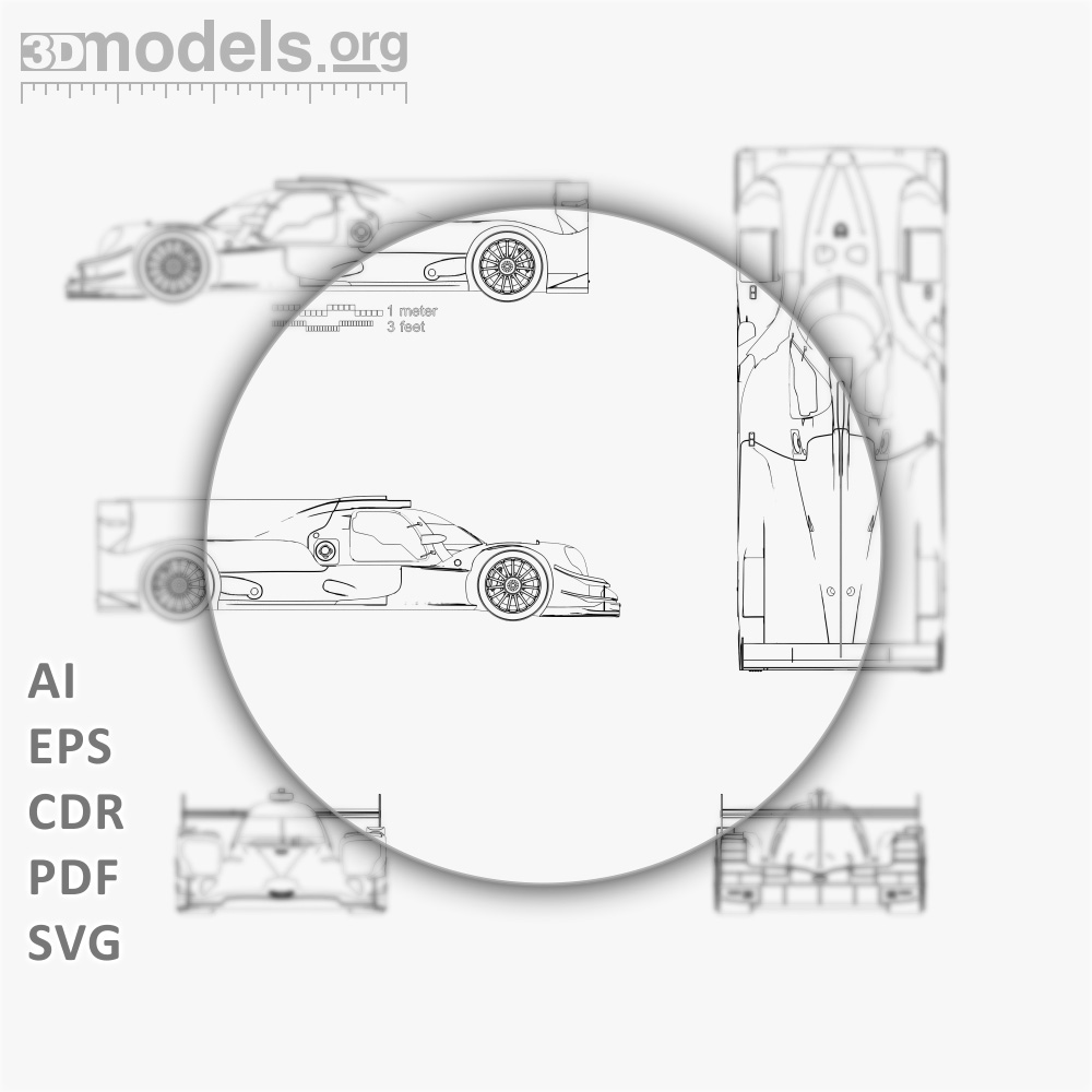 Oreca 07 LMP2 2017 Vector Blueprint - 3DModels.org