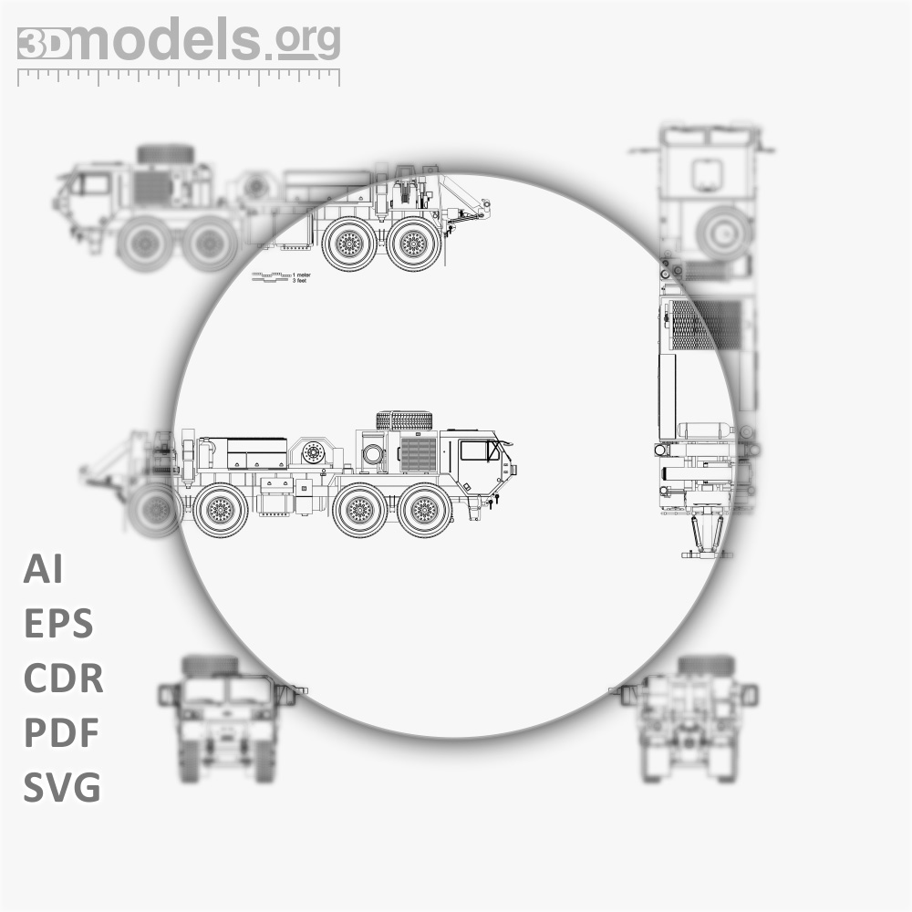 Oshkosh HEMTT M984A4 Wrecker Truck 2014 Vector Blueprint - 3DModels.org
