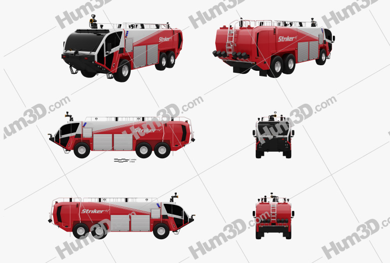 Oshkosh Striker 3000 Fire Truck 2010 Blueprint Template - 3DModels.org
